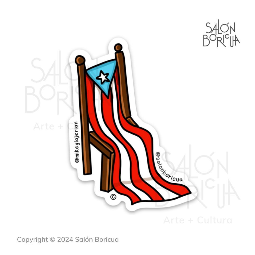 La Silla con la Bandera de Puerto Rico (Premium Sticker) – Salón Boricua